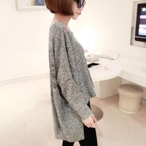 Angel Wings Irregular Hem Bat-wing Sleeves Gray Sweater on Luulla