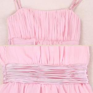 Long Ribbons Back Straps Halter Pink Dress on Luulla