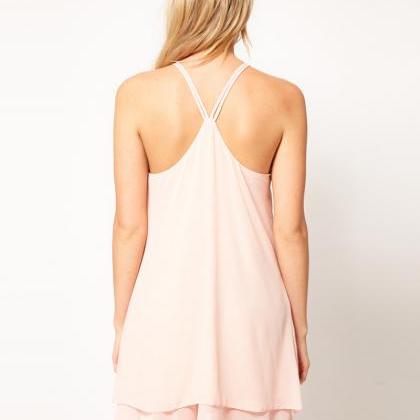 Straps Cross Back Double Layers Chiffon Dress on Luulla