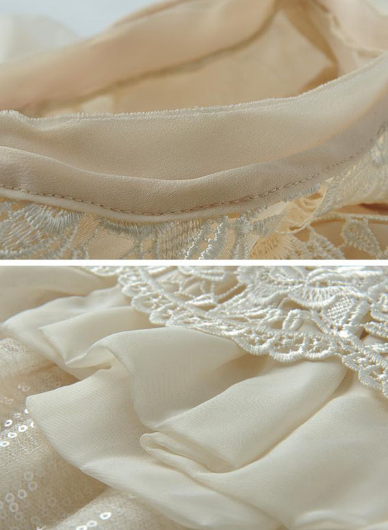 Embroidery Lace Overlay Sequins Chiffon Dress on Luulla