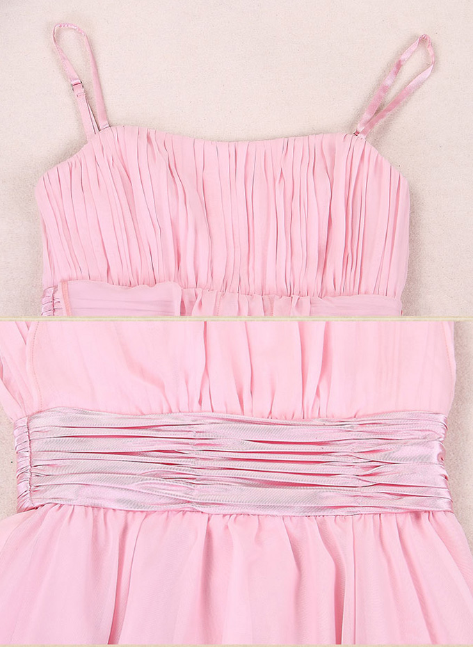 Long Ribbons Back Straps Halter Pink Dress on Luulla