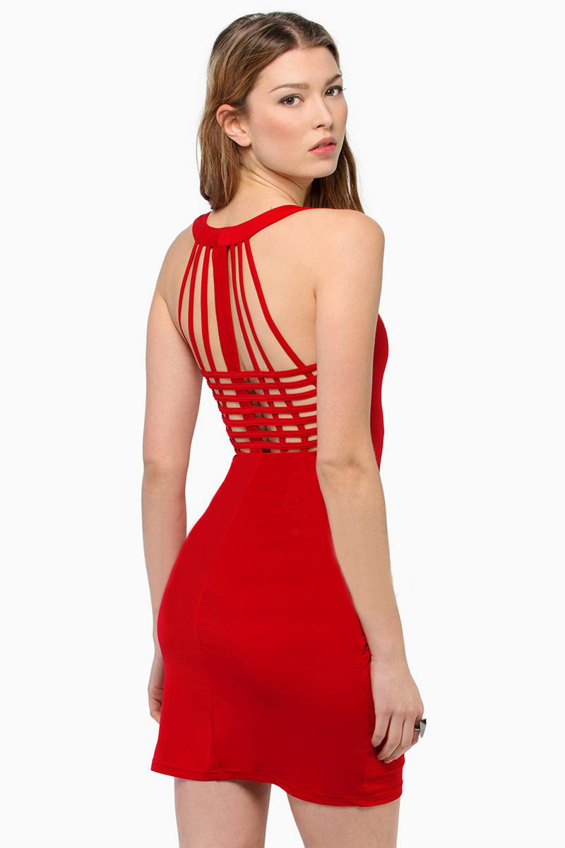 Cage Cut Out Back Straps Bodycon Dress on Luulla