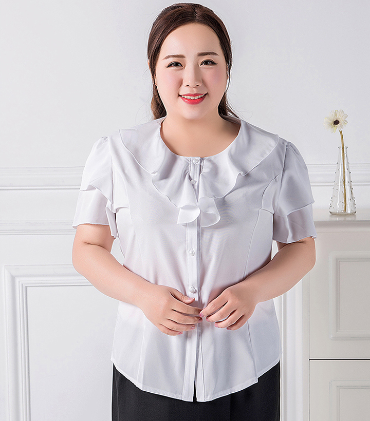 Plus Size 3xl-9xl Women's Ruffles Short Sleeves Chiffon Blouse on Luulla