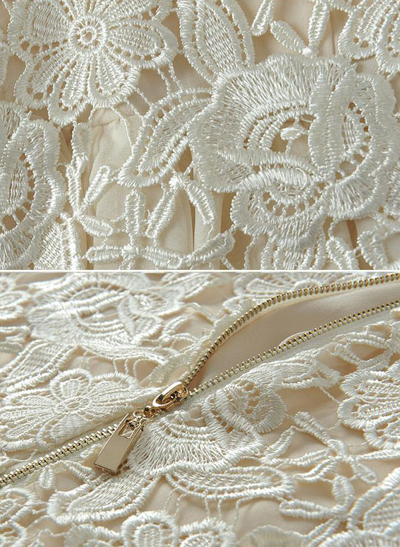 Embroidery Lace Overlay Sequins Chiffon Dress on Luulla