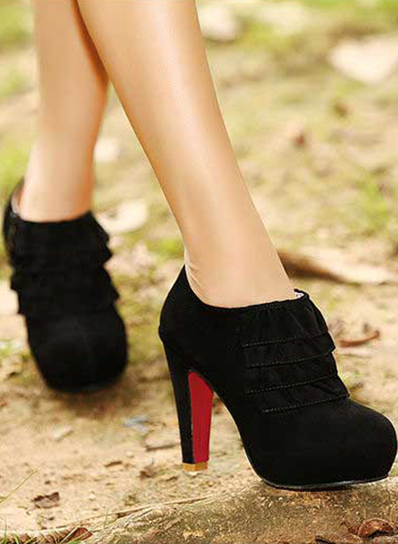 Faux Suede Platform Ruffles High Heels on Luulla