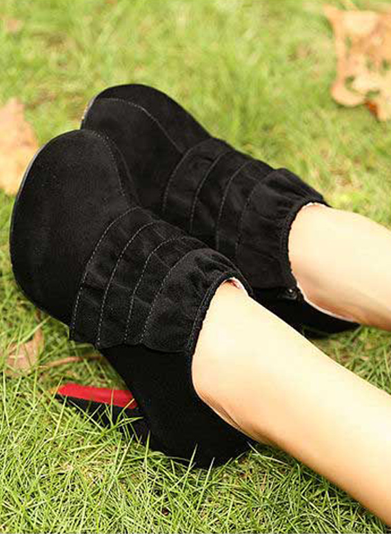 Faux Suede Platform Ruffles High Heels on Luulla